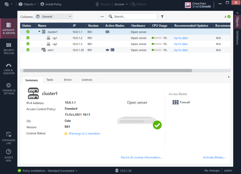 Check Point R81 Firewall HA Cluster configuration with existing ...