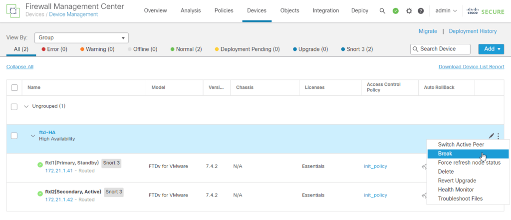 Cisco Secure Firewall Threat Defense High Availability Migration to new ...