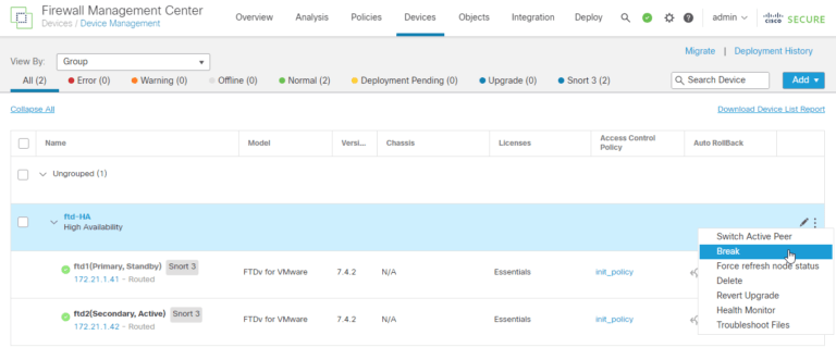 Cisco Secure Firewall Threat Defense High Availability Migration to new ...
